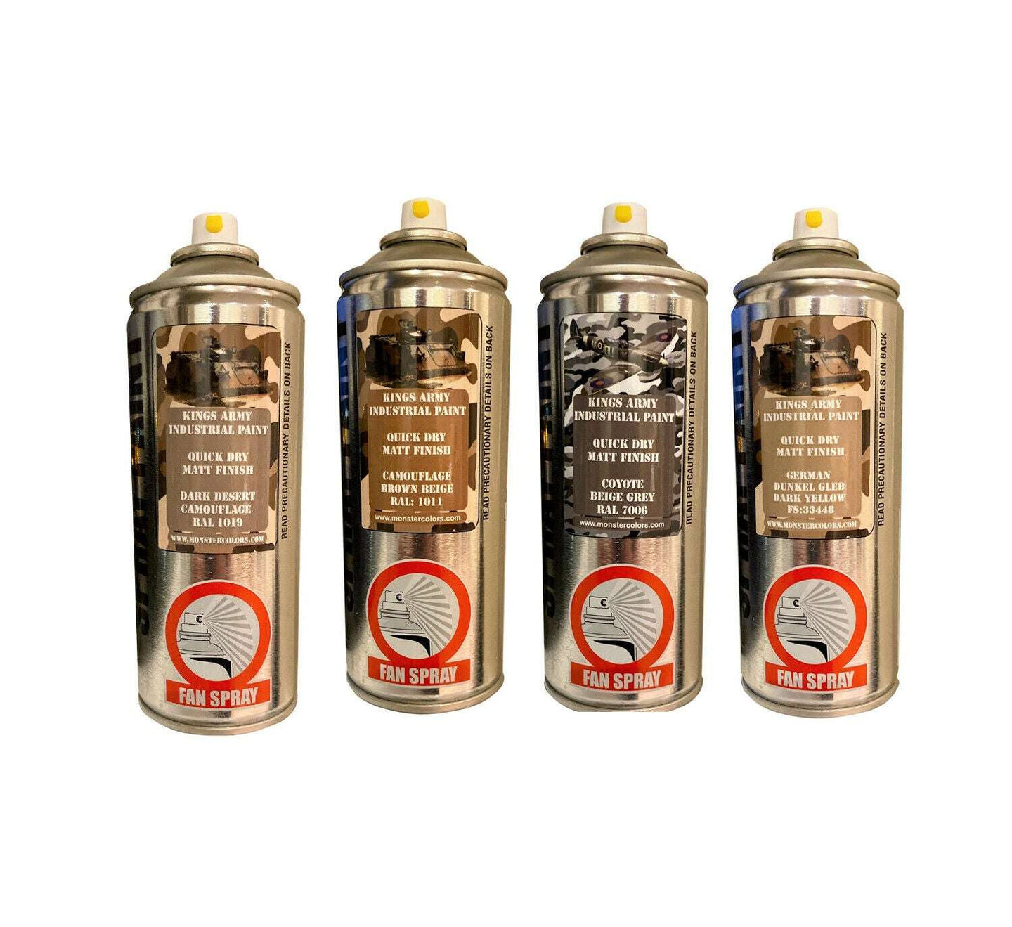 Kings Army Spray Paint Desert Battle Pack, 4 x 400ml Matte Finish, Rc ...