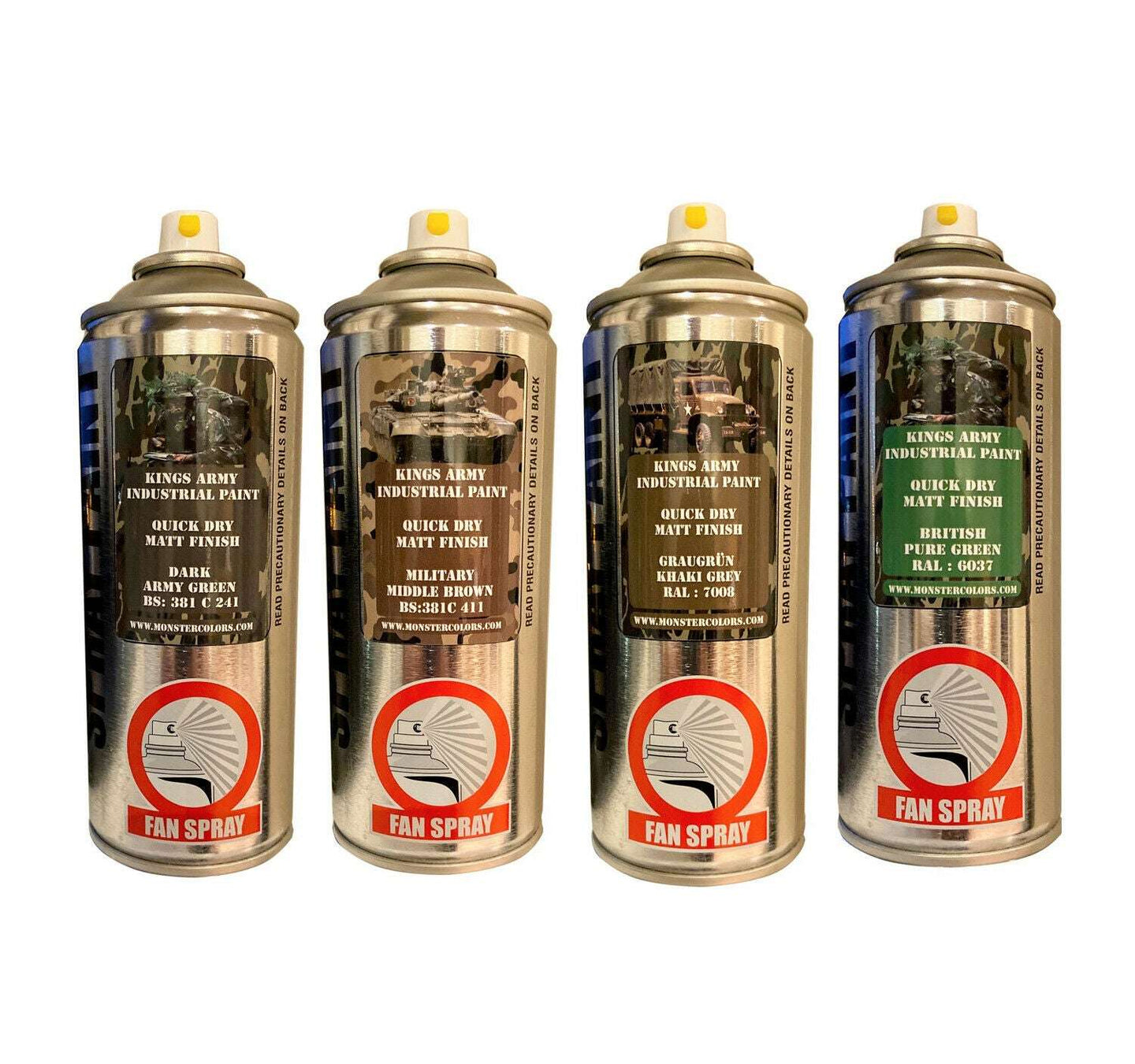 Kings Army Spray Paint New Jungle Battle Pack, 4 x 400ml Matt Finish ...