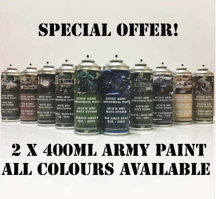 2 x Kings Army Military Spray Paint Matt Finish Save